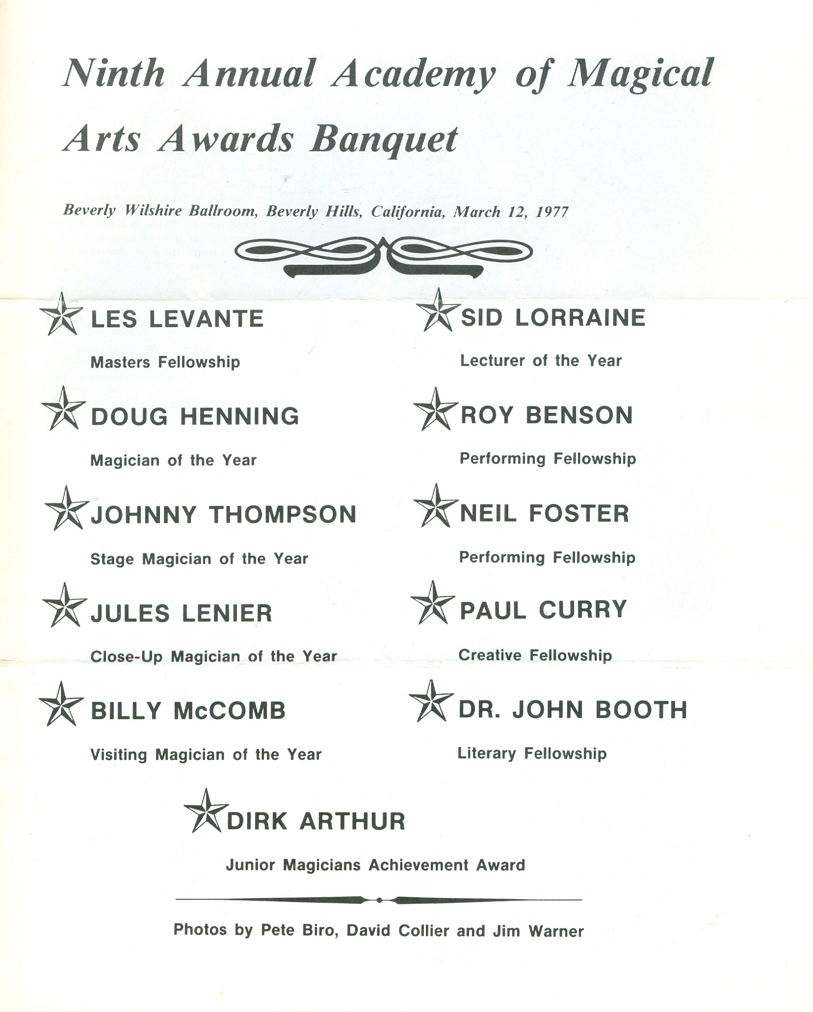 1977 AMA Awards Banquet Program – THE DOUG HENNING PROJECT