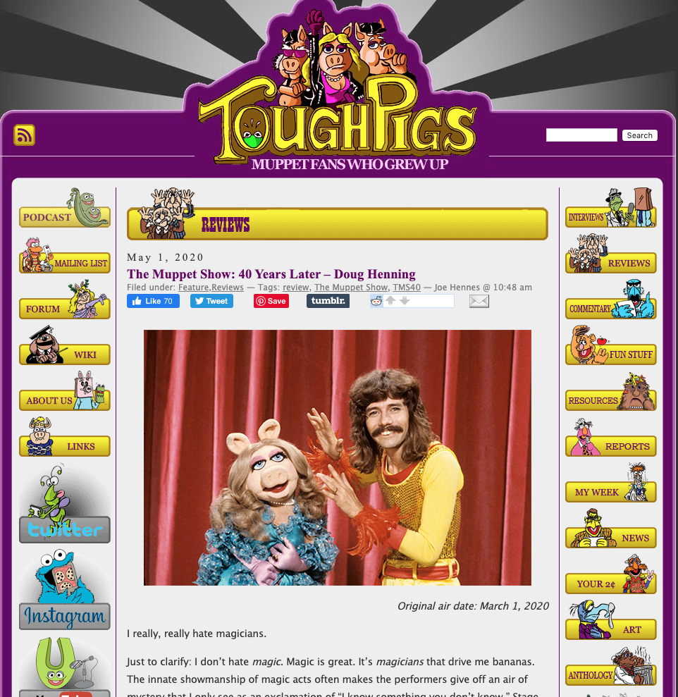 Muppet Show: Tough Pigs 40 Years Later Article – THE DOUG HENNING PROJECT