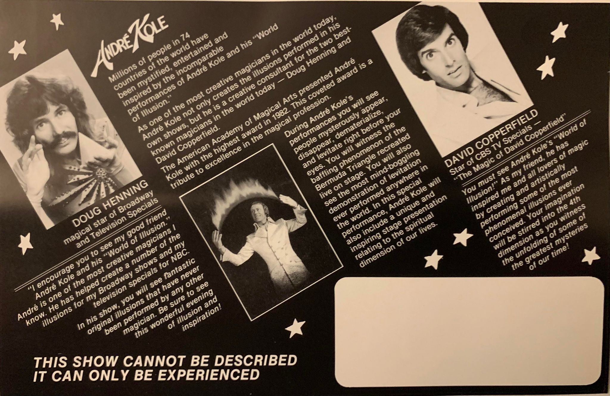 Andre Kole Flyer feat. Doug Henning and David Copperfield – THE DOUG ...