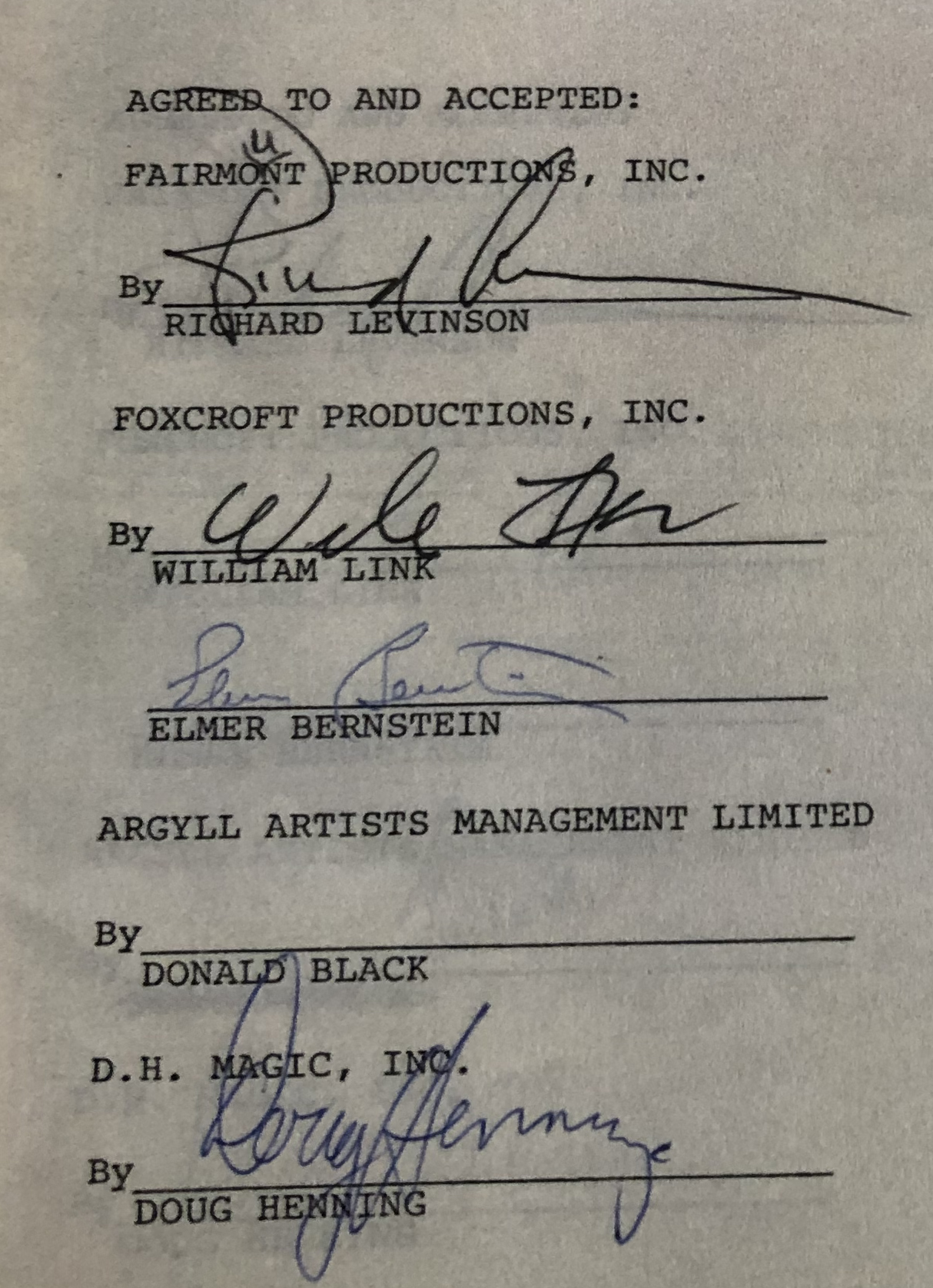 Original “Merlin” Contract – THE DOUG HENNING PROJECT