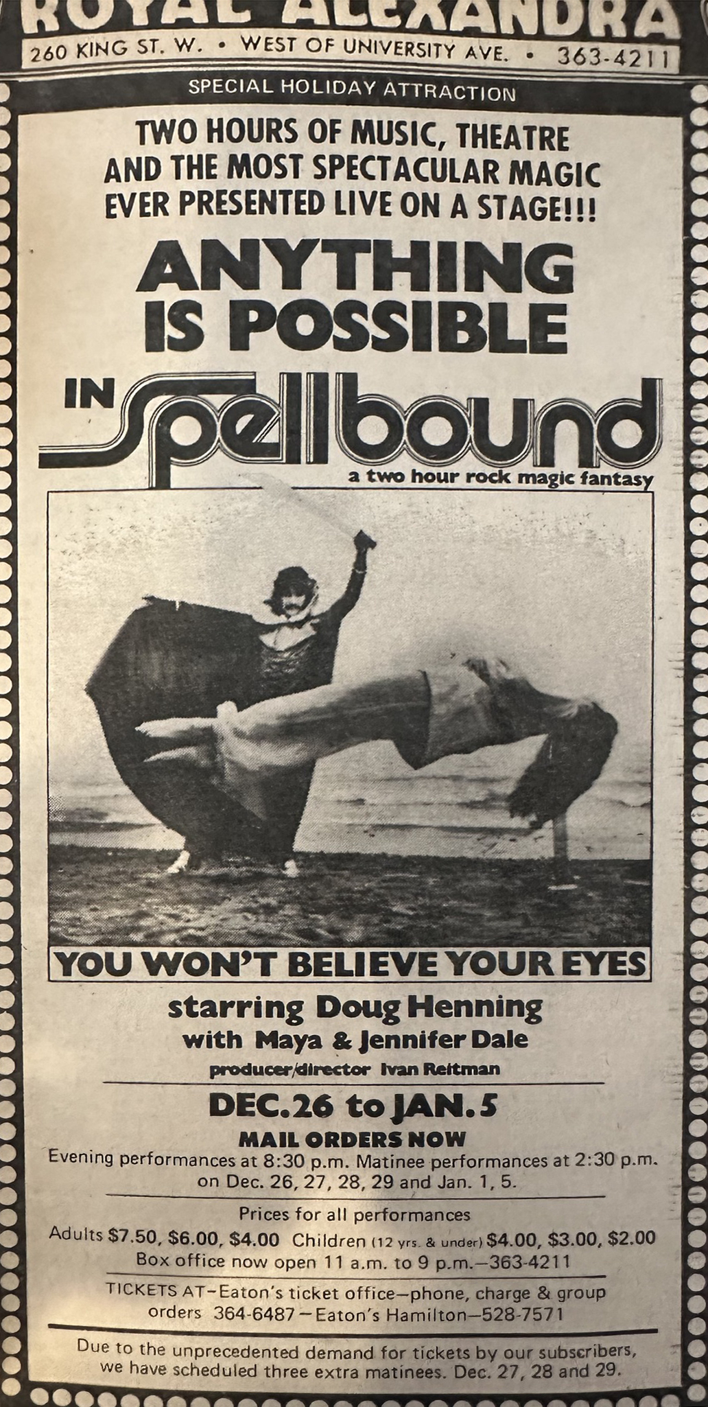 Royal 1973 Alexandra “Spellbound” Newspaper Ad – THE DOUG HENNING PROJECT